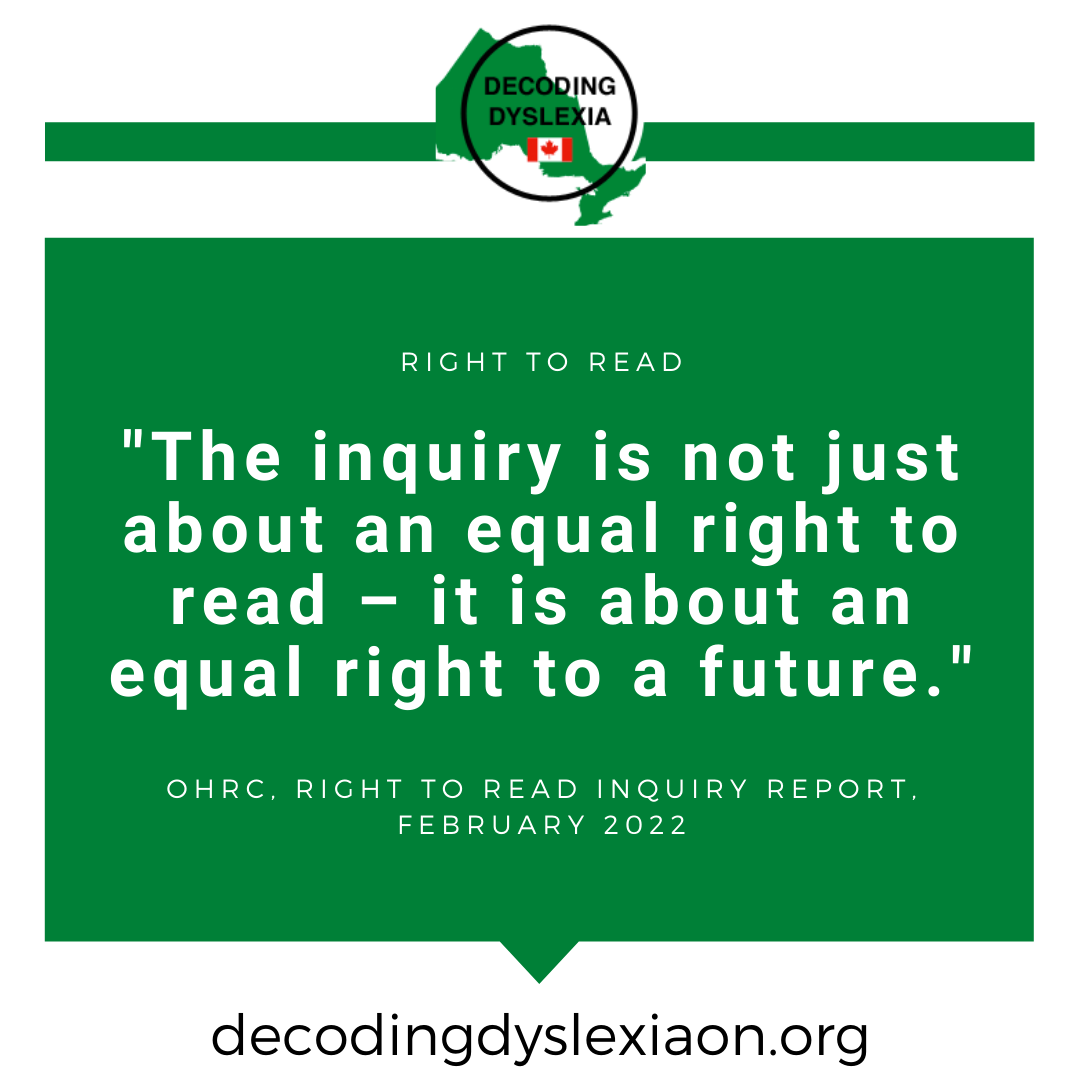 Right to Read: DDON response – Decoding Dyslexia Ontario
